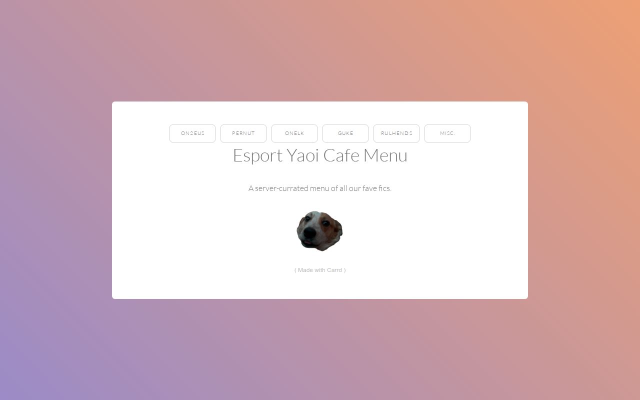 Esports Cafe Fic Menu